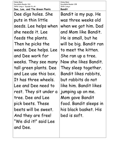 Decodable Reader - Honey Bees (Long e; Digraph th, wh) | Teaching Resources