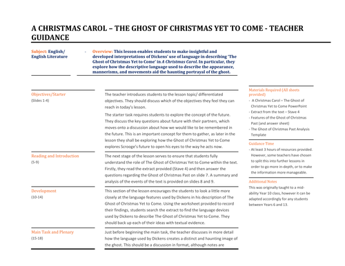 A Christmas Carol: The Ghost of Christmas Yet to Come! | Teaching Resources