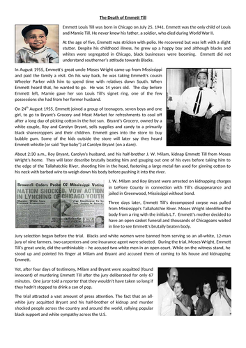 The Death of Emmett Till, 1955 | Teaching Resources