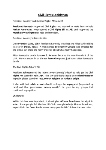 The Civil Rights Act, 1964 | Teaching Resources