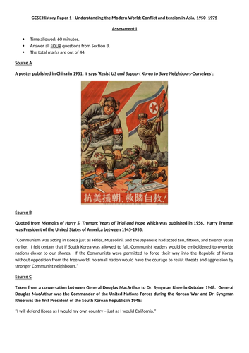 Conflict in Korea: Assessment | Teaching Resources