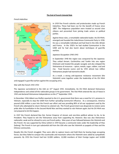 Tension in Vietnam - The End of French Colonial Rule | Teaching Resources