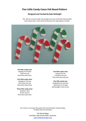 Five Little Candy Canes Felt Board Set Digital Pattern Christmas ...