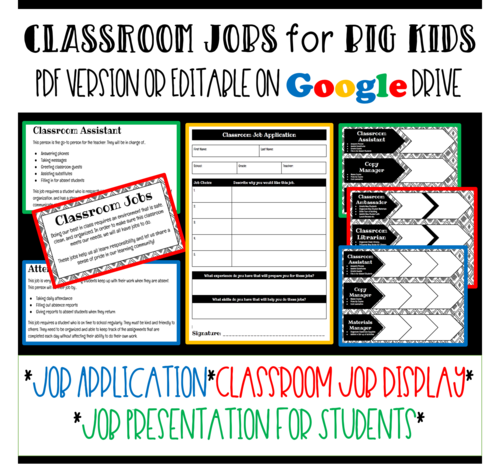 Classroom Jobs for Big Kids (Grades 4-8) | Teaching Resources