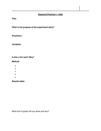 Targeted Experiment / Required Practical template 1 | Teaching Resources