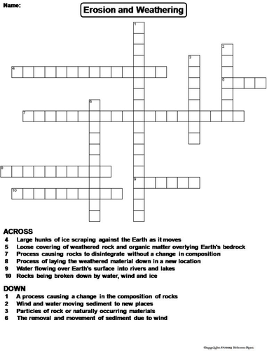 Erosion and Weathering Crossword Puzzle | Teaching Resources