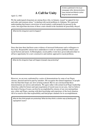 Civil rights USA - Birmingham Alabama MLK | Teaching Resources