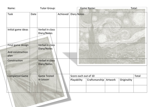 An Art Extended Homework Task. Art Themed game activity with assessment ...