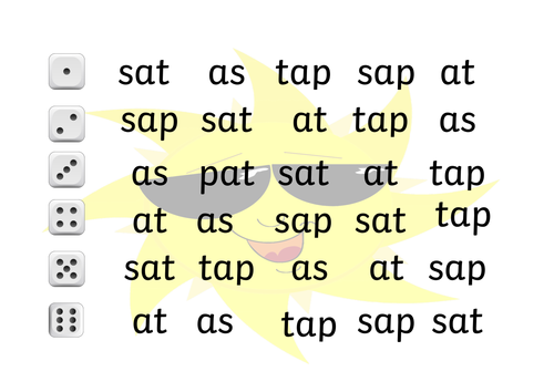 Phase 2 read and roll game to read cvc decodable words Reception / Year ...