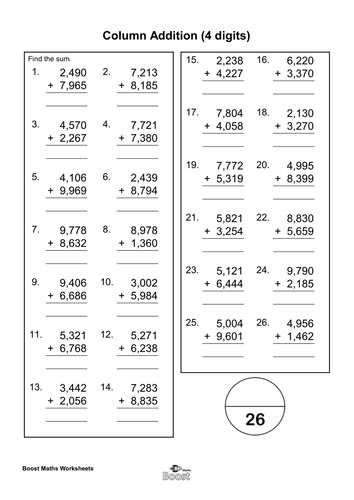 Standard column addition practice | Teaching Resources