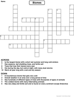Types of Biomes Crossword Puzzle | Teaching Resources
