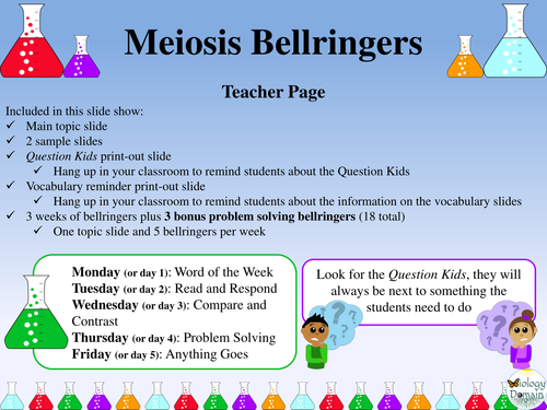 Three weeks of Meiosis Bellringers Warm Ups with Answer Key | Teaching ...