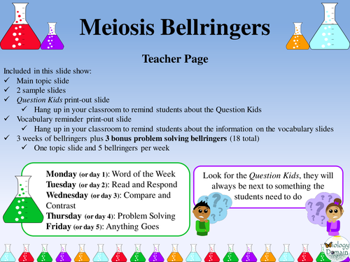 Three weeks of Meiosis Bellringers Warm Ups with Answer Key | Teaching ...