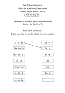 Collecting like terms matching activity by annclewes | Teaching Resources