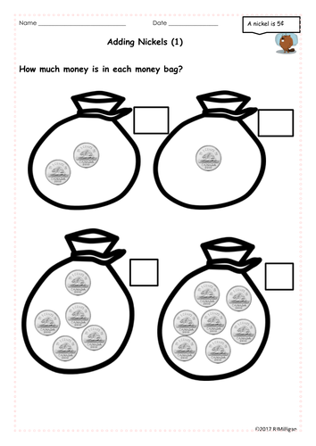 Canada Canadian Money Counting Worksheets Nickels Dimes Quarters ...