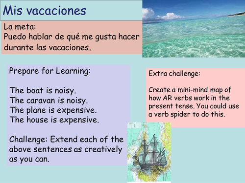 KS3 Spanish Holidays What I like to do and Present Tense | Teaching ...