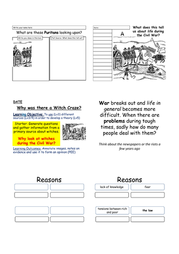Witches during the Civil War Short Lesson | Teaching Resources