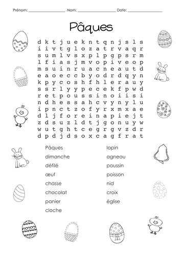 French Easter word search x 2 : Pâques - 2 mots cachés | Teaching Resources