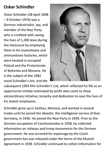 Oskar Schindler Activity Bundle | Teaching Resources