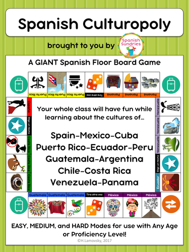 GIANT Spanish Culturopoly Board Game | Teaching Resources