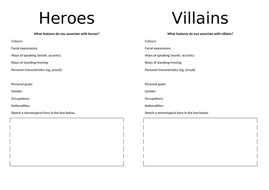 Heroes and Villains - initial ideas comparison | Teaching Resources