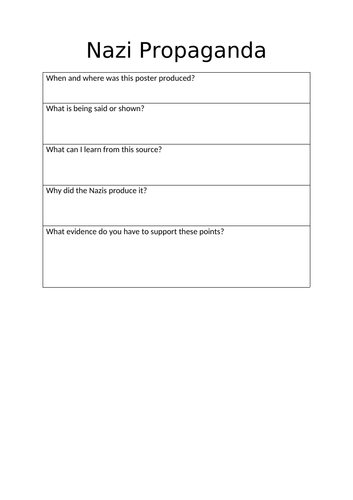 Nazi Propaganda - analysis of source material | Teaching Resources