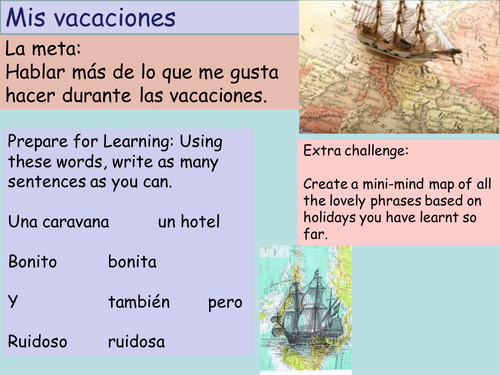KS3 Spanish Holidays Present Tense Revision What I like to do on ...