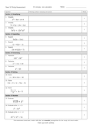 Year 12 Maths Entry Assessment | Teaching Resources