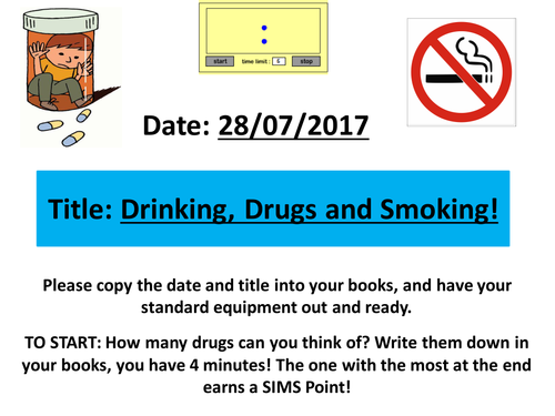 Drink, Drugs and Smoking! A Life Skills/Citizenship lesson for students ...