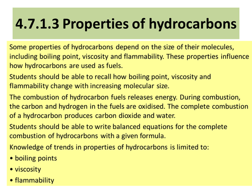 AQA Trilogy Lesson on Properties of hydrocarbons | Teaching Resources