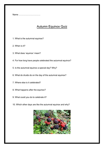 Autumn Equinox Assembly – Presentation, Worksheet, Activity, Quiz ...