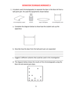 SEPARATION TECHNIQUES WORKSHEET A WITH ANSWERS | Teaching Resources