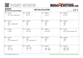 Surds (First Steps with Solutions) | Teaching Resources