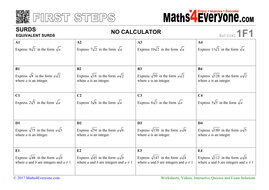 Surds (First Steps with Solutions) | Teaching Resources