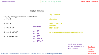 1.7a Product of Primes/ Prime factor decomposition | Teaching Resources
