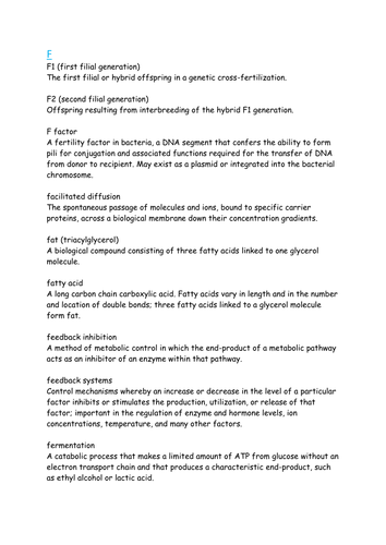 Biological terms - (F-K) complete glossary of all key terms and ...