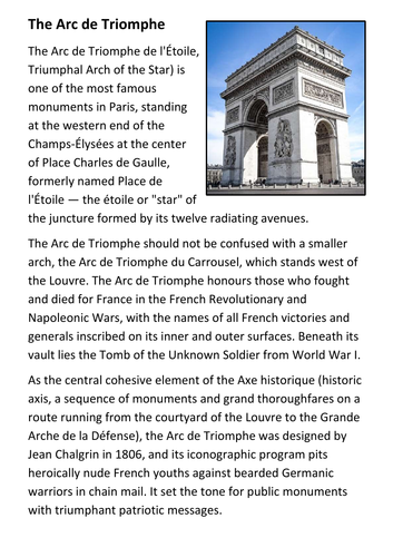 The Arc de Triomphe Handout | Teaching Resources