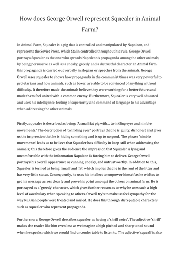 GCSE English Literature - Animal Farm example model answers and sample ...