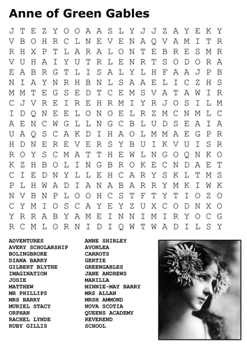 Anne of Green Gables Word Search | Teaching Resources