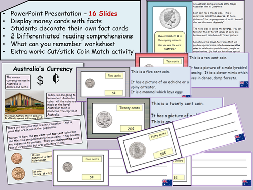 Australian Coins: Money Presentation, Non Fiction Reading Comprehension ...