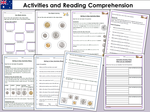 Australian Coins: Money Presentation, Non Fiction Reading Comprehension ...