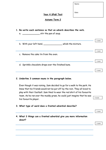 Four Year 4 SPaG Tests | Teaching Resources