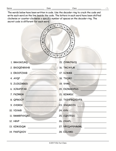 Natural Disasters-Emergency Preparedness Decoder Ring Worksheet ...