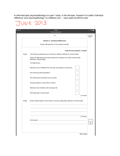 Psychopathology Exam Question Workbook | A Level Psychology AQA New ... Psychopathology Exam Question Workbook | A Level Psychology AQA New ...