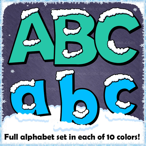 Snow Day Alphabet Letters Clip Art | Bulletin Board Letters and Numbers ...