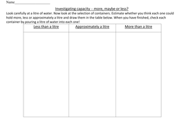 Investigating Capacity - Worksheet - Year 2 | Teaching Resources