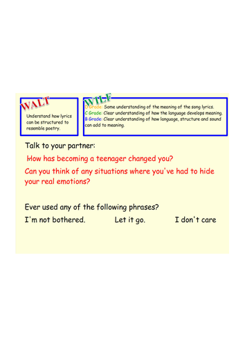 Let it Go from Frozen song lyrics poetry lesson for GCSE or KS3 English ...