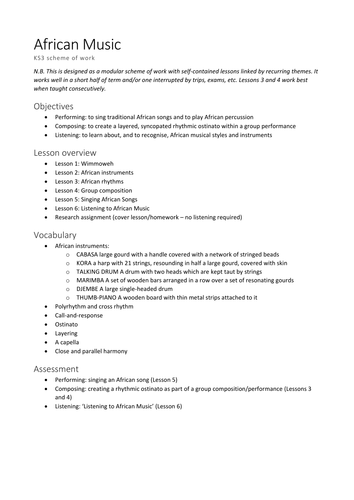 African Music 2 - Instruments | Teaching Resources