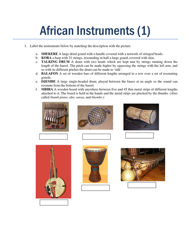 African Music 2 - Instruments | Teaching Resources