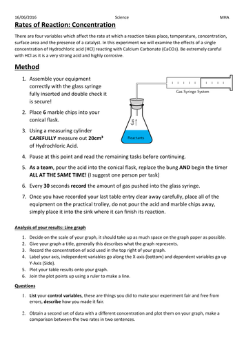 STEM KS4 Rates of reaction (concentration) | Teaching Resources